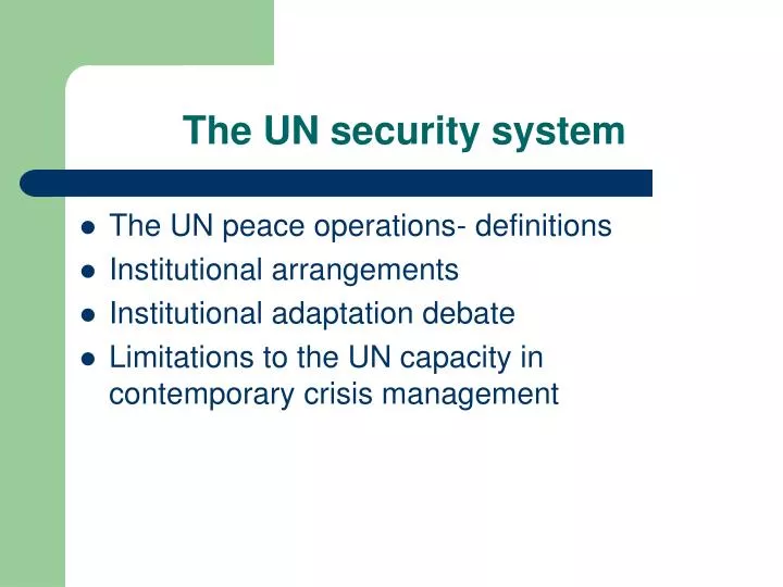 PPT - The UN security system PowerPoint Presentation, free download ...