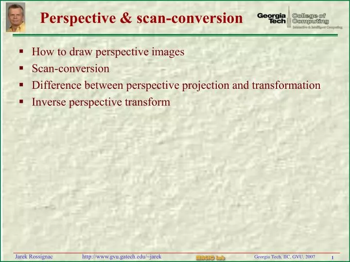 PPT - Perspective & scan-conversion PowerPoint Presentation, free ...