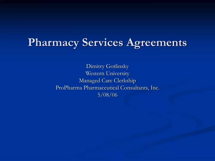 PPT - Pharmacy Services Agreements PowerPoint Presentation, free ...