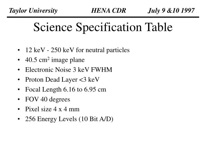PPT - Science Specification Table PowerPoint Presentation, free ...