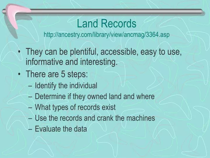 PPT - Land Records http://ancestry.com/library/view/ancmag/3364.asp ...