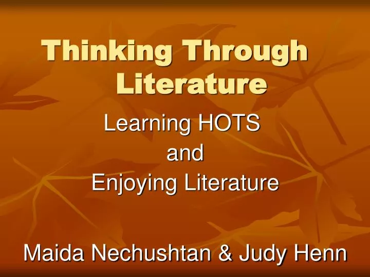 PPT - Thinking Through Literature PowerPoint Presentation, free ...