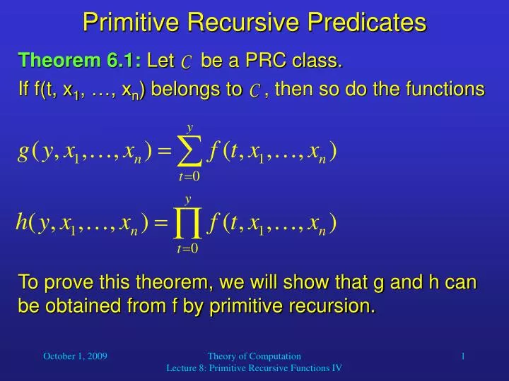 PPT - Primitive Recursive Predicates PowerPoint Presentation, free ...
