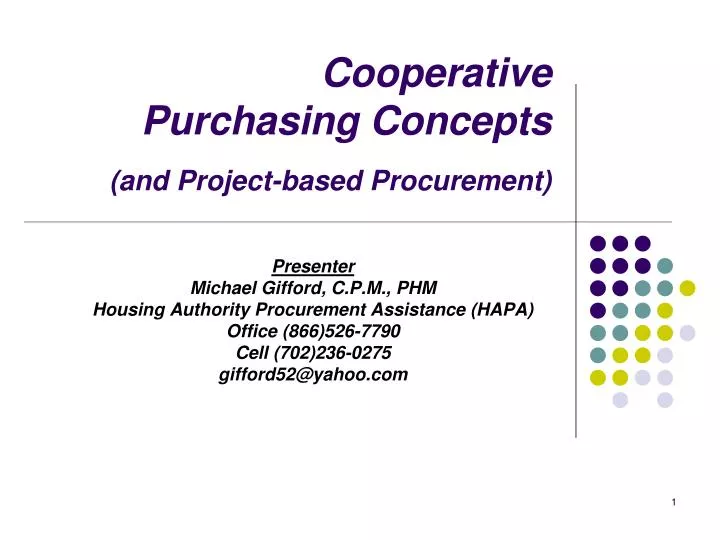 PPT - Cooperative Purchasing Concepts (and Project-based Procurement ...