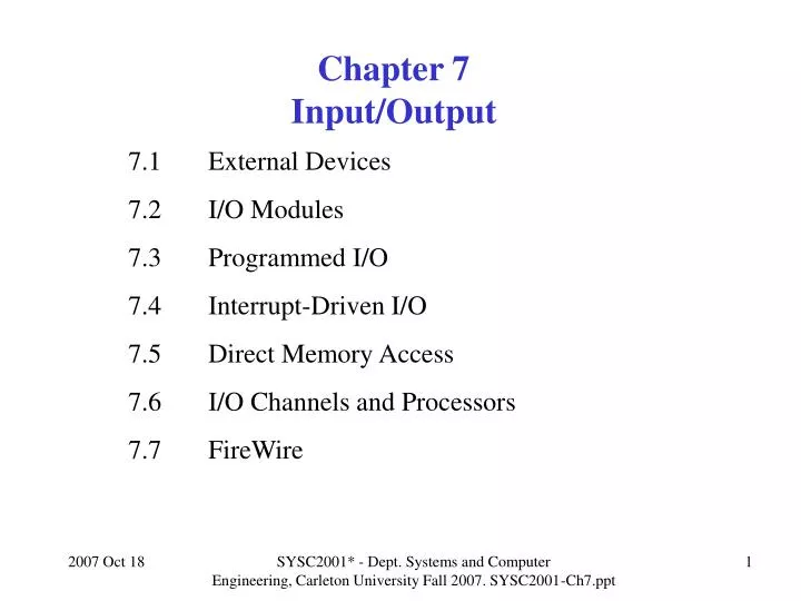 PPT - Chapter 7 Input/Output PowerPoint Presentation, free download - ID:737578