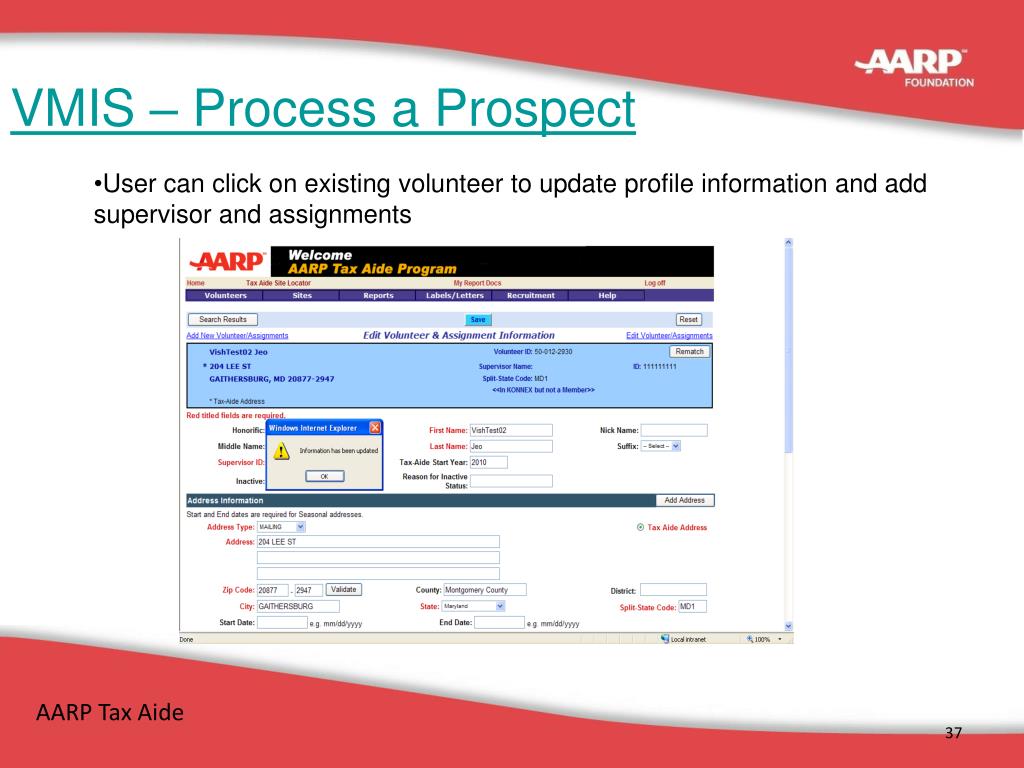 PPT - AARP Tax-Aide Prospective Volunteer Recruitment System Leadership ...
