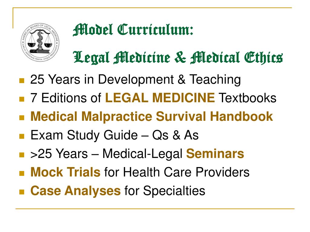 PPT - LEGAL MEDICINE & MEDICAL ETHICS PowerPoint Presentation, free ...