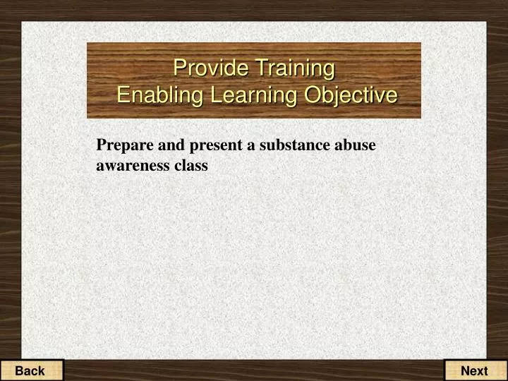 PPT - Provide Training Enabling Learning Objective PowerPoint ...