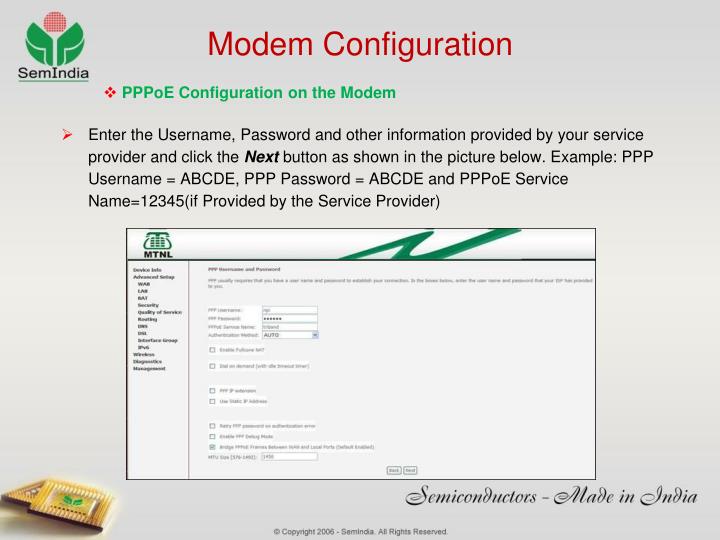 PPT - SemIndia DNA-A212 / DNA-A213 ADSL 2+ Modem/Router Product ...
