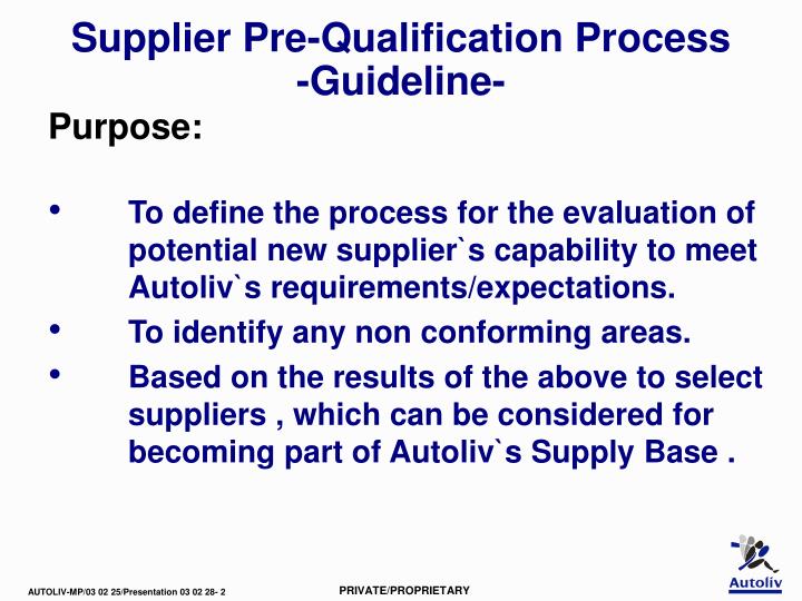 PPT - Supplier Pre-Qualification Process -Guideline- Version 2 ...