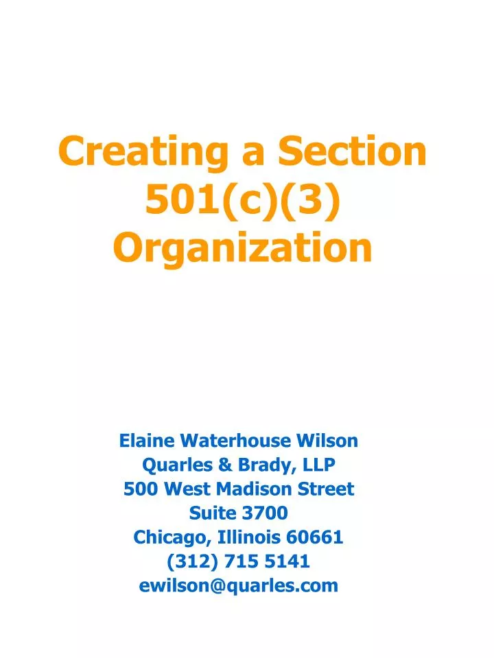 PPT - Creating a Section 501(c)(3) Organization PowerPoint Presentation ...