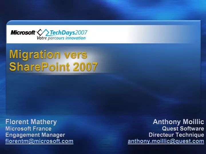 PPT - Migration vers SharePoint 2007 PowerPoint Presentation, free ...
