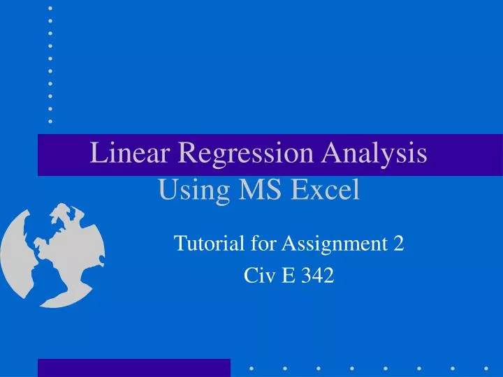 PPT - Linear Regression Analysis Using MS Excel PowerPoint Presentation ...