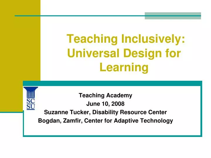 PPT - Teaching Inclusively: Universal Design for Learning PowerPoint ...