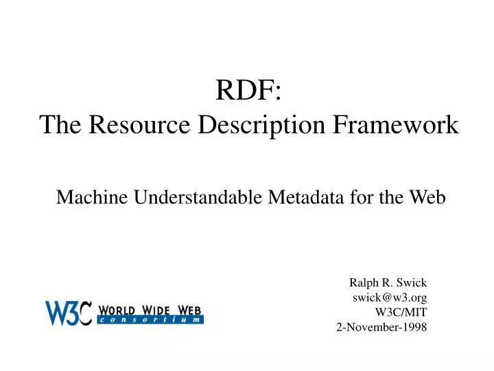 Ppt Rdf The Resource Description Framework Powerpoint Presentation Free Download Id 748887
