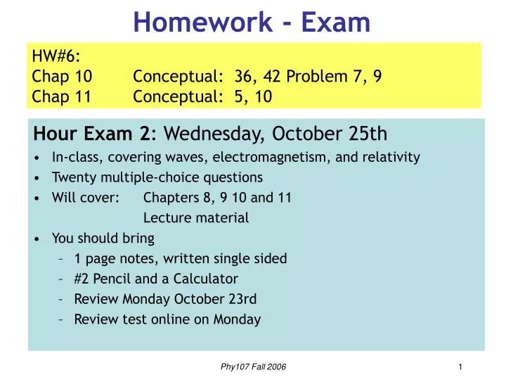 PPT - Homework - Exam PowerPoint Presentation, free download - ID:749313