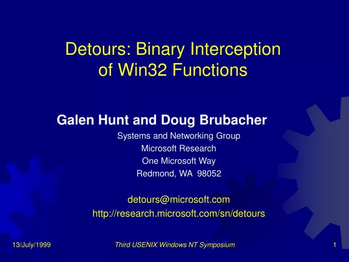 Ppt Detours Binary Interception Of Win32 Functions Powerpoint 8398