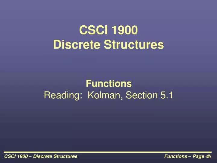 PPT - CSCI 1900 Discrete Structures PowerPoint Presentation, free ...