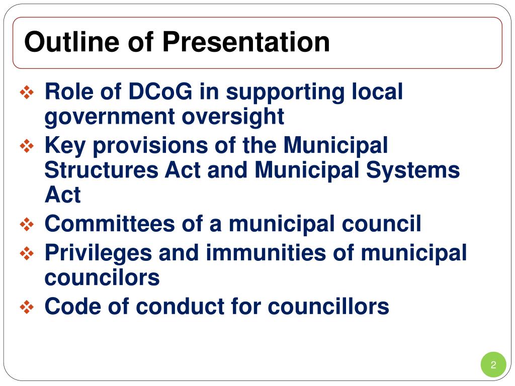 PPT - Role of DCoG in supporting local government oversight Key ...