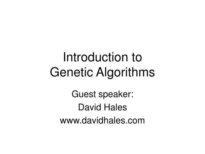 PPT - Introduction to Genetic Algorithms PowerPoint Presentation, free ...