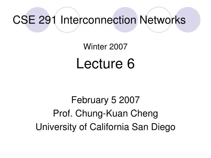PPT - CSE 291 Interconnection Networks PowerPoint Presentation, free download - ID:753529
