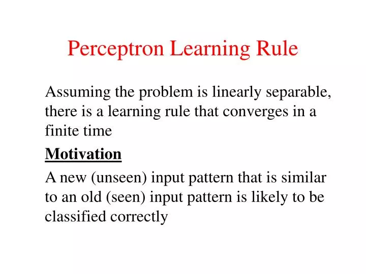 PPT - Perceptron Learning Rule PowerPoint Presentation, free download ...