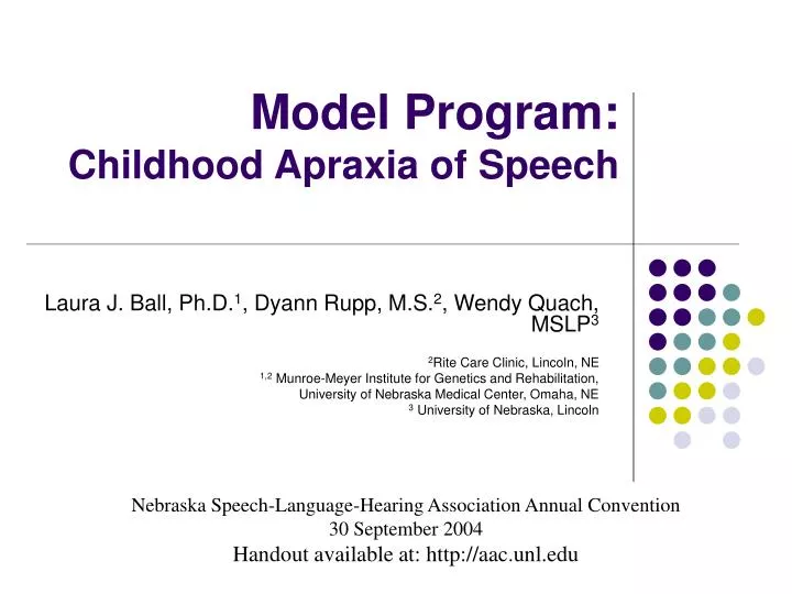 PPT - Model Program: Childhood Apraxia of Speech PowerPoint ...