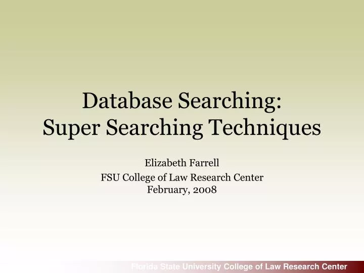 PPT - Database Searching: Super Searching Techniques PowerPoint ...