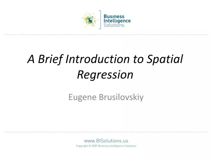 Ppt A Brief Introduction To Spatial Regression Powerpoint Presentation Id756941
