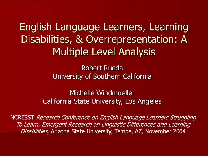 PPT - English Language Learners, Learning Disabilities ...