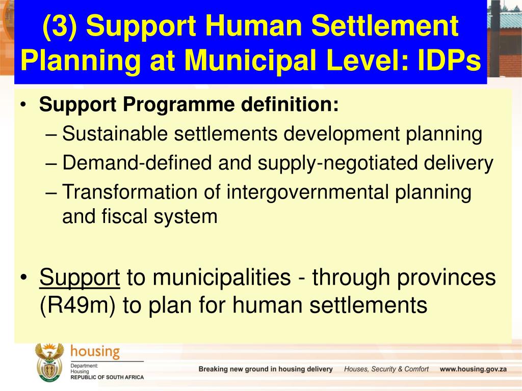 PPT - National Department of Housing PRESENTATION TO Mayors’ Conference ...