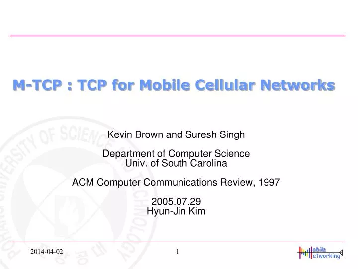 Ppt M Tcp Tcp For Mobile Cellular Networks Powerpoint Presentation