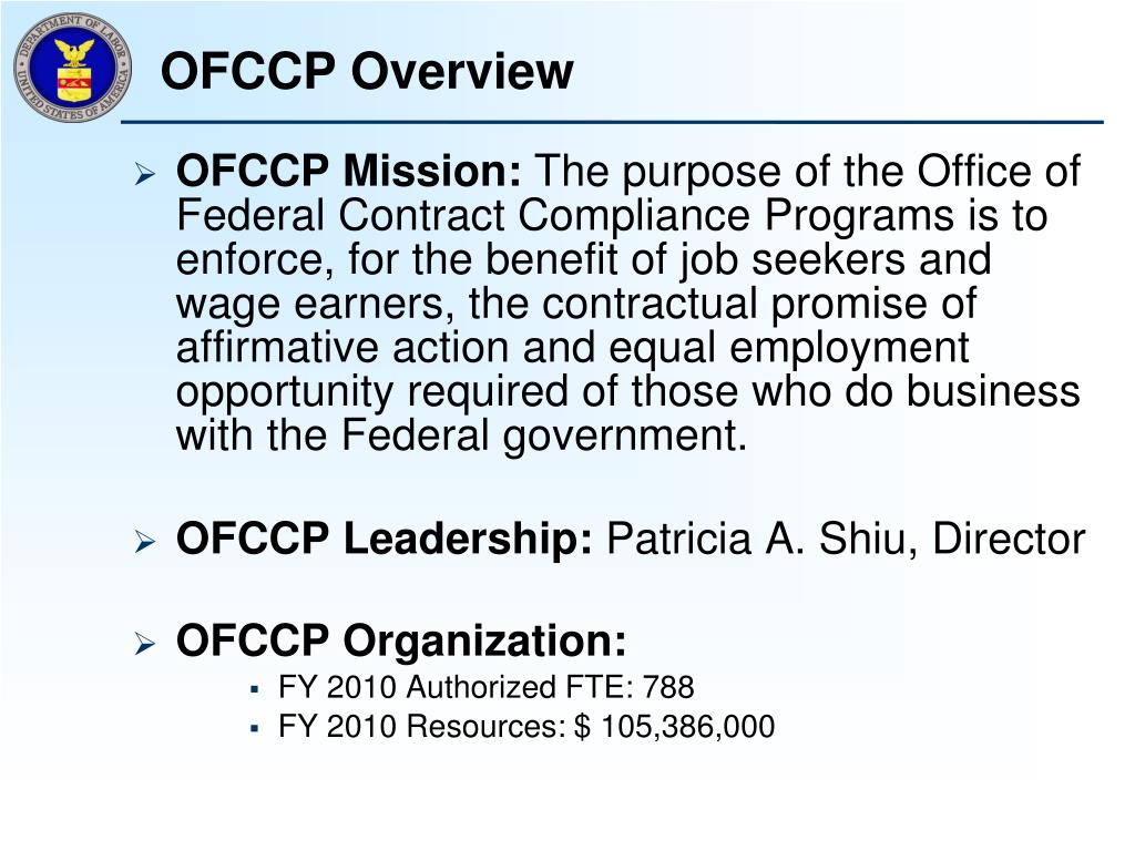 PPT - Stakeholder Consultation Office of Federal Contract Compliance ...