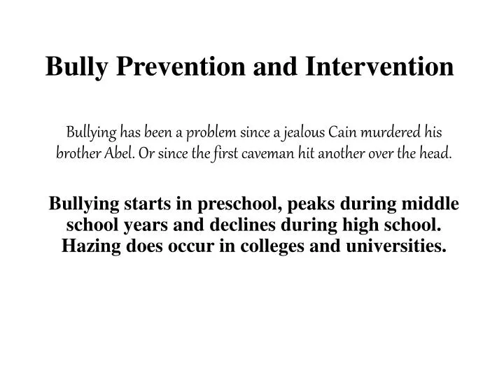 PPT - Bully Prevention and Intervention PowerPoint Presentation, free ...