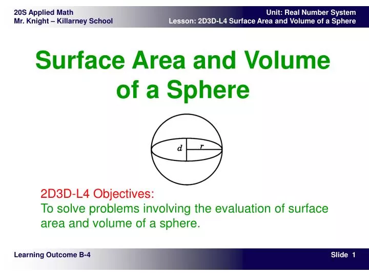PPT - Surface Area and Volume of a Sphere PowerPoint Presentation, free ...