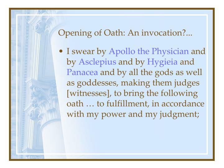 PPT - The Hippocratic Oath and the Ethics of Medicine PowerPoint ...