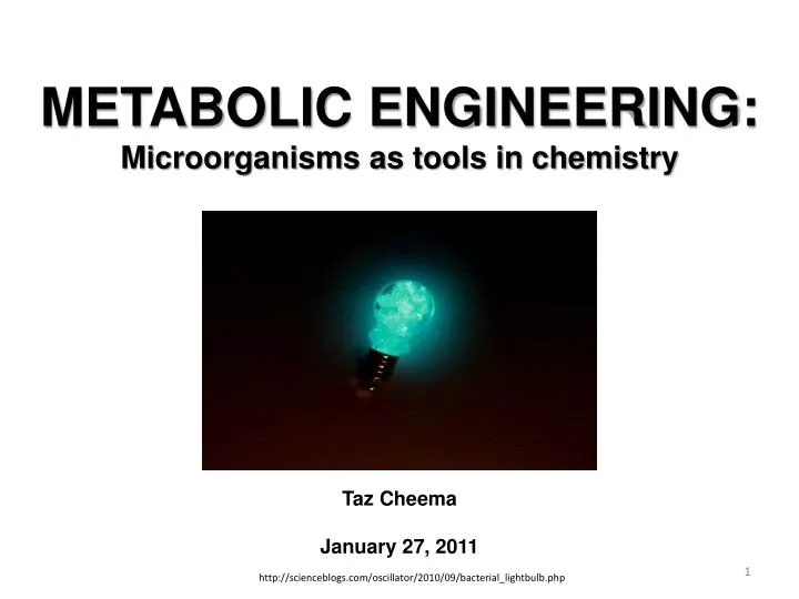PPT - METABOLIC ENGINEERING: Microorganisms as tools in chemistry ...
