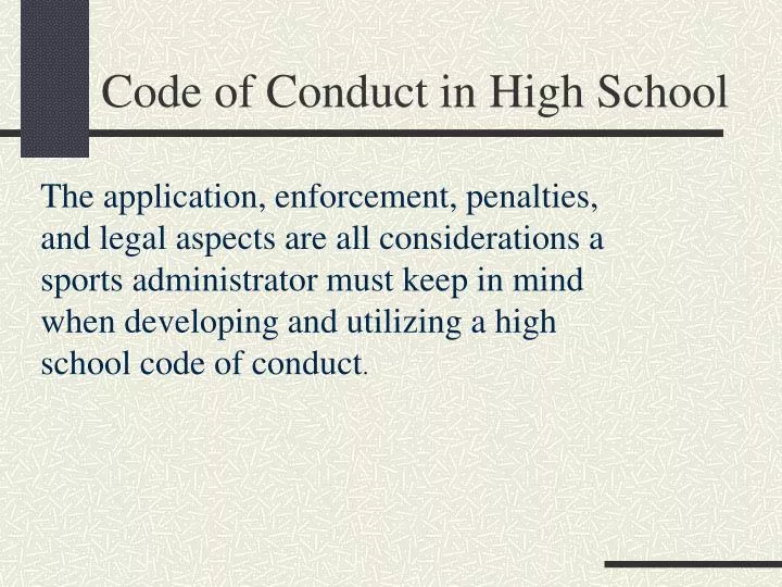 PPT - Code of Conduct in High School PowerPoint Presentation, free ...