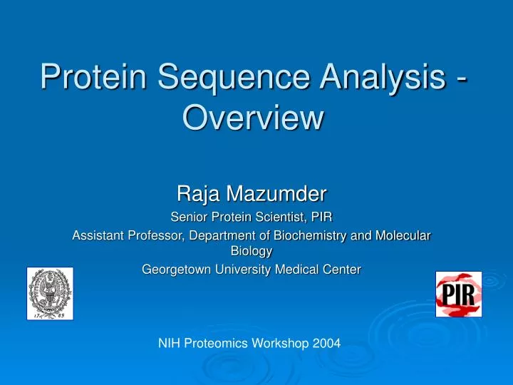 PPT - Protein Sequence Analysis - Overview PowerPoint Presentation ...