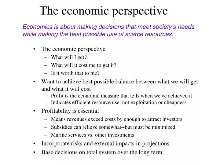PPT - The economic perspective PowerPoint Presentation, free download ...