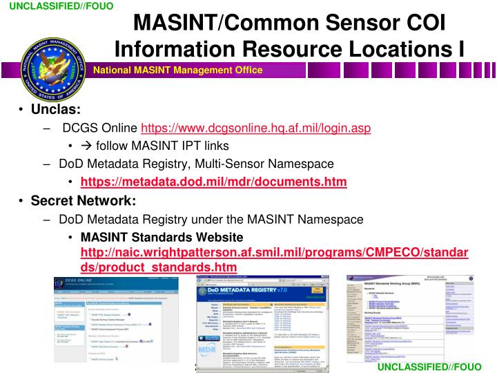 PPT - National MASINT Management Office (NMMO) MASINT/Common Sensor COI ...