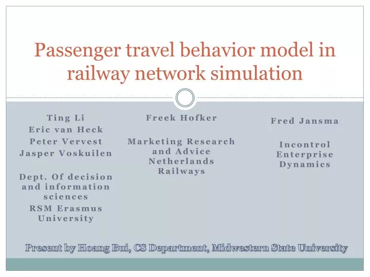 PPT - Passenger travel behavior model in railway network simulation ...