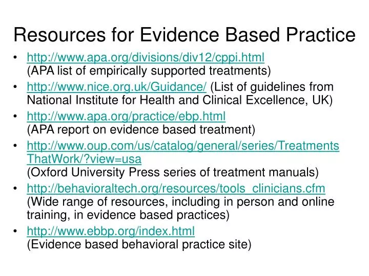 PPT - Resources for Evidence Based Practice PowerPoint Presentation ...