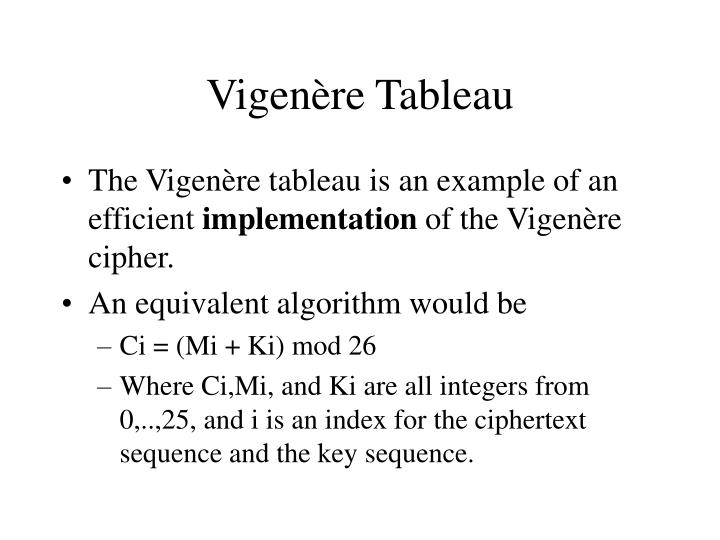 PPT - Vigenère Tableau PowerPoint Presentation - ID:770946