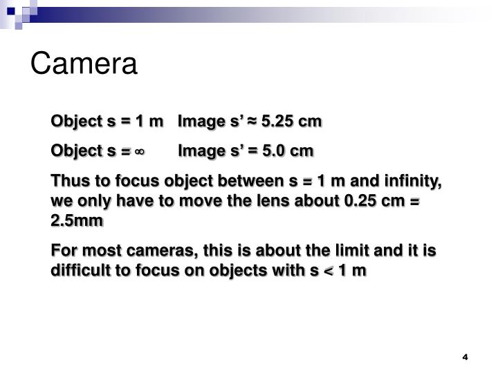 PPT - Optical systems: Cameras and the eye PowerPoint Presentation - ID ...
