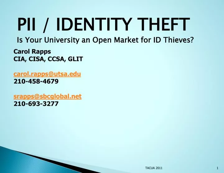 PPT - PII / IDENTITY THEFT Is Your University an Open Market for ID ...