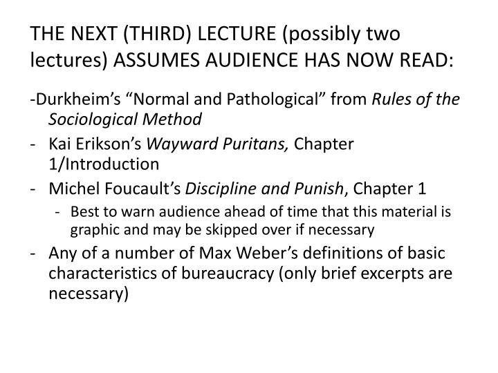 PPT - THE NEXT (THIRD) LECTURE (possibly two lectures) ASSUMES AUDIENCE ...