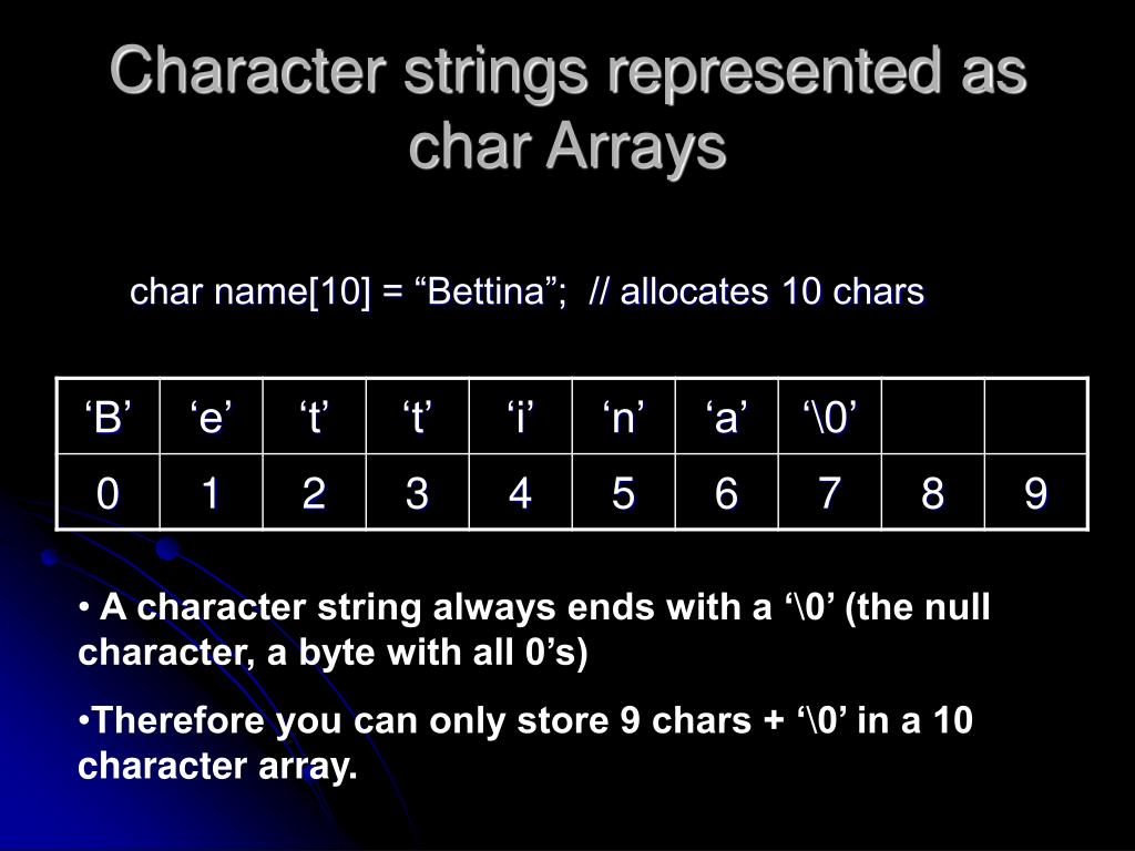 Ppt Beginning C For Engineers Fall 2005 Arrays 2 D Arrays Character Strings Powerpoint