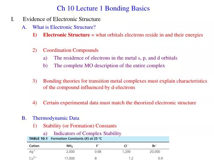 PPT - Ch 10 Lecture 1 Bonding Basics PowerPoint Presentation, free ...