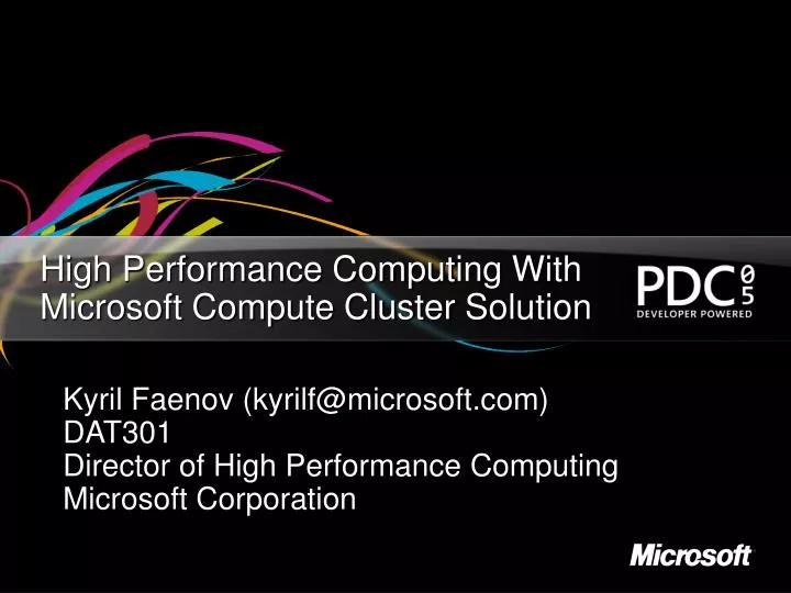 PPT - High Performance Computing With Microsoft Compute Cluster Solution PowerPoint Presentation ...